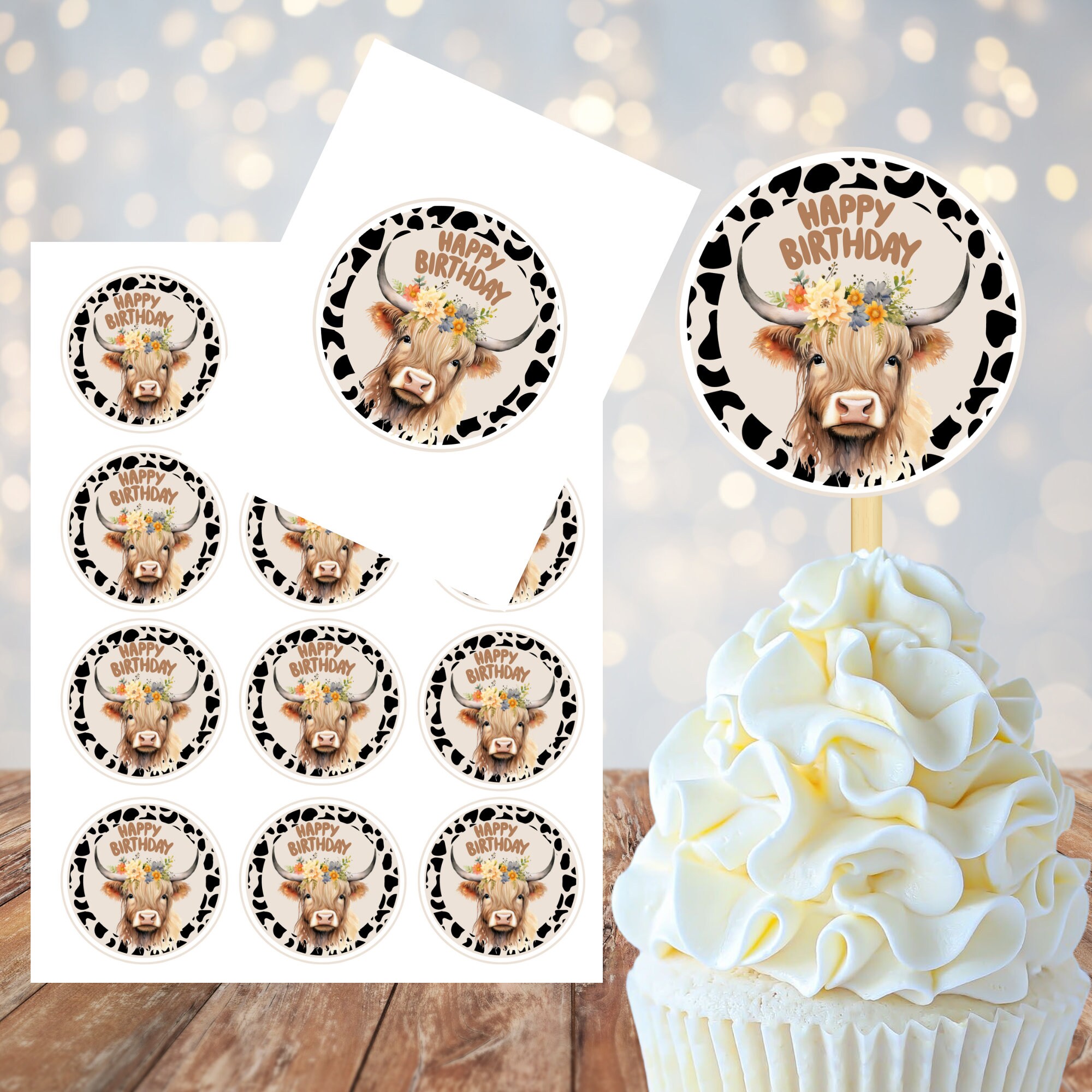 Highland Cow, Highland Cow Toppers, Cupcake Toppers, Cake Topper, Cake ...