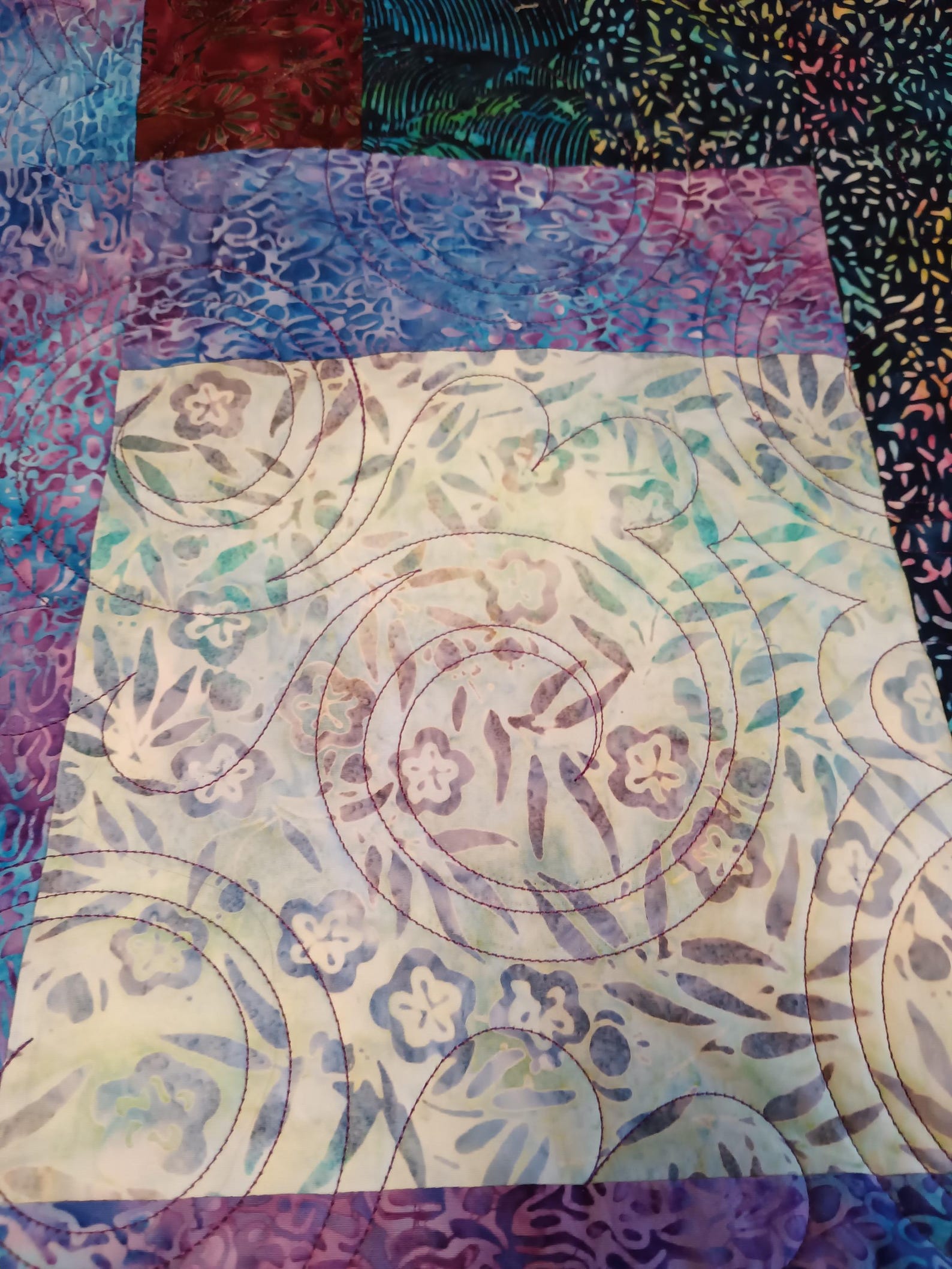 Turquoise Blue,maroon & Purple Batik Quilt//quilts, Bedding for Teens ...