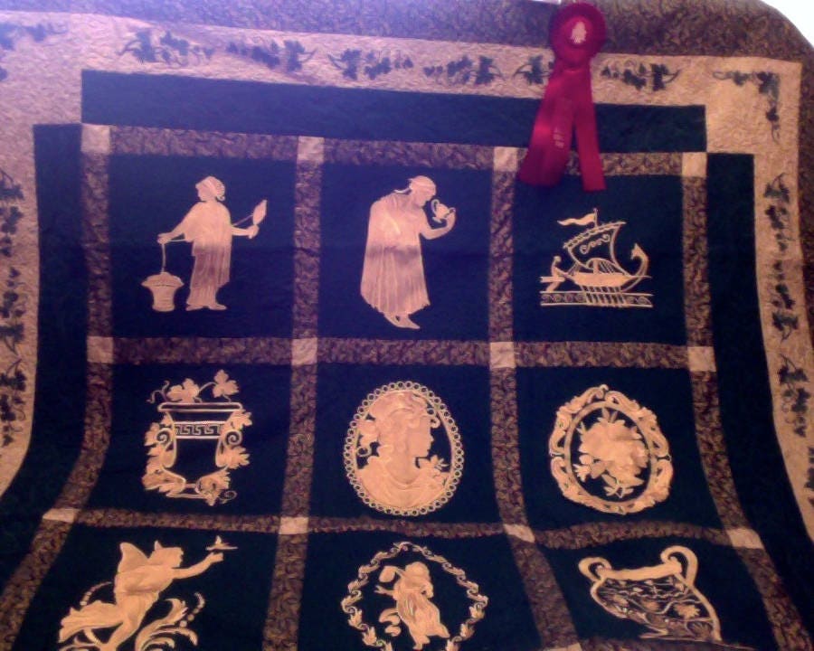 Elegant Handmade Full Size Gold and Green Quilt Grecian - Etsy