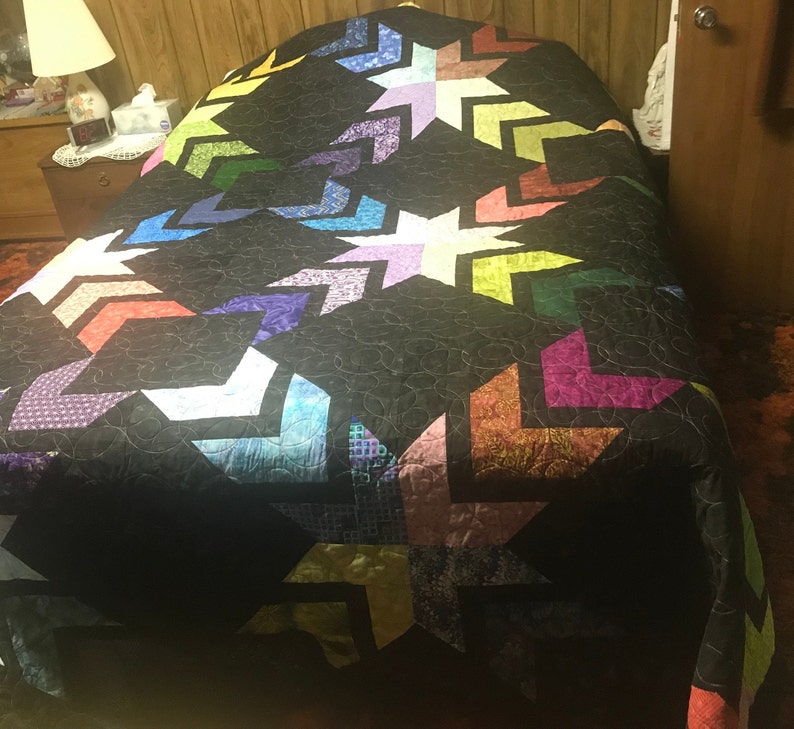 Custom King Queen Size Colorful Patchwork Quilt 100X110 inches | Etsy