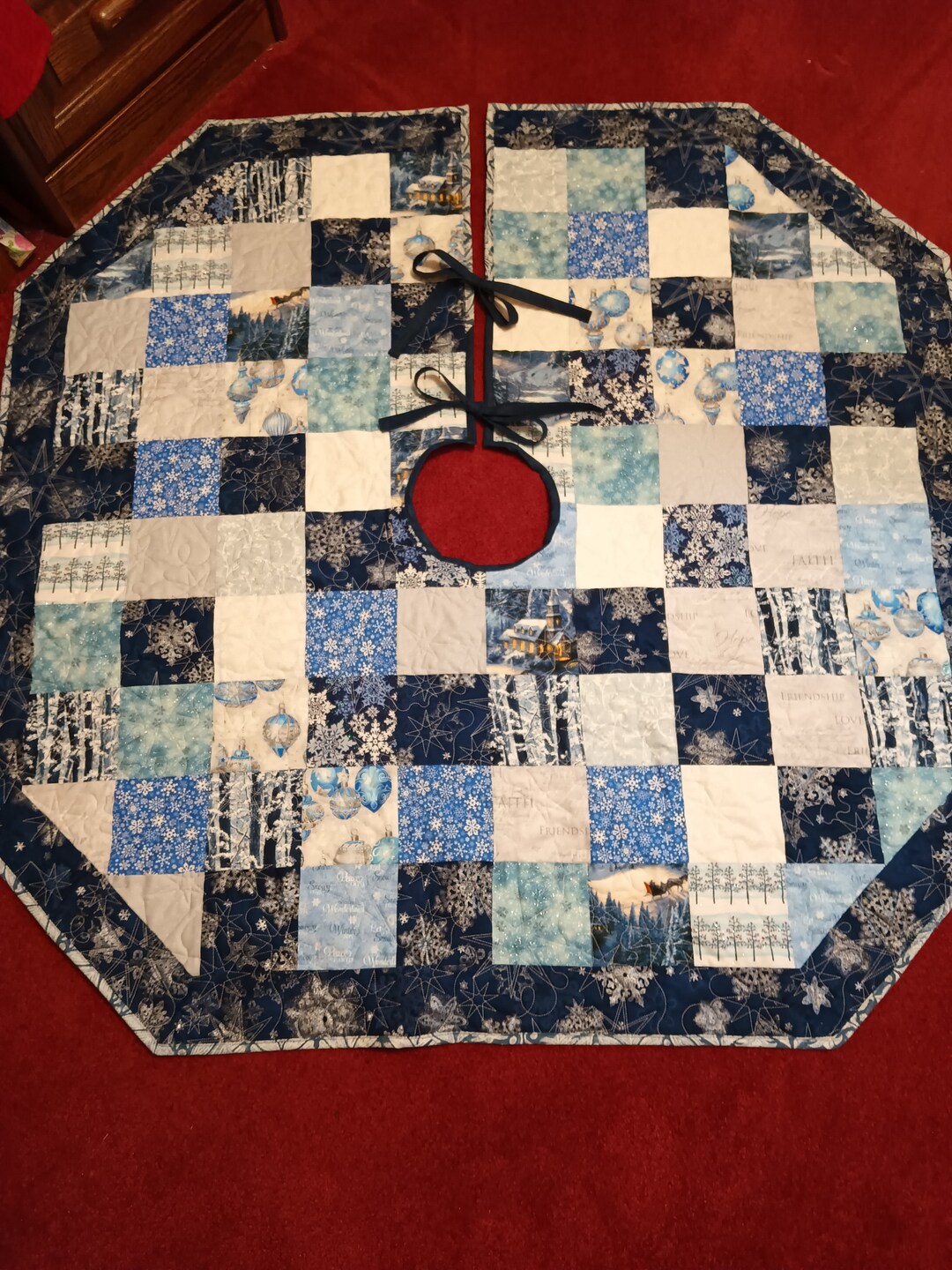 Quilted Christmas Tree Skirts/scrappy Christmas Tree Skirt/51 Inch Tree ...