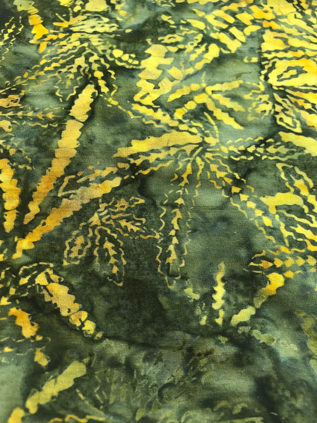 Bright Green and Yellow Batik Fabric by the Yard,green Batik Fabric,100 ...