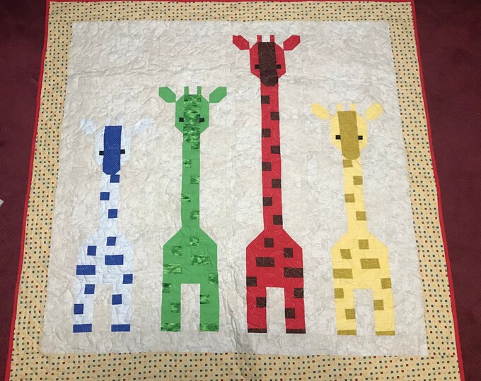 Giraffe Baby Quilt/toddler Animals Crib Quilt/ Newborn Baby Bedding ...