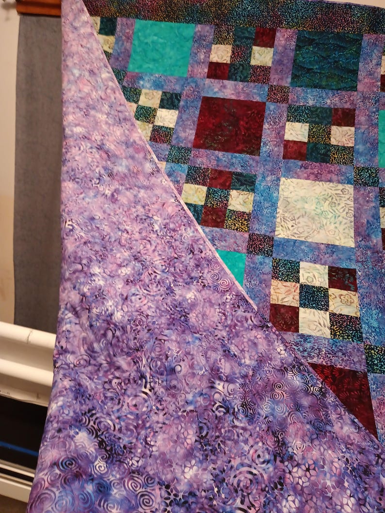 Turquoise Blue,maroon & Purple Batik Quilt//quilts, Bedding for Teens ...