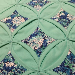 Quilted Light Turquoise Cathedral Windows Table Runner/table Topper 14 ...