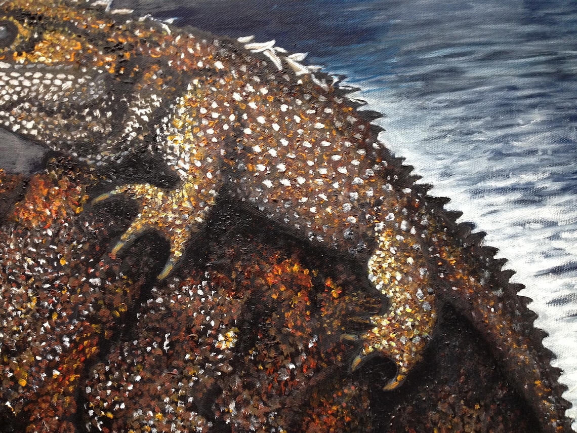 Reptile Painting/new Zealand Habitat/oil Painting of Lizard/22x28 In ...