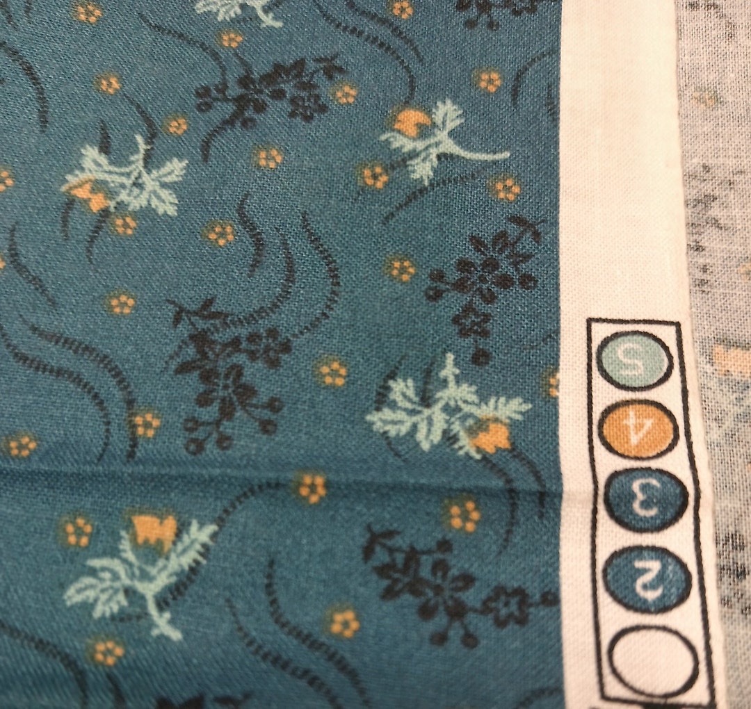 Dark Cornflower Blue Fabric With Floral Design,by the Yard, 100% ...