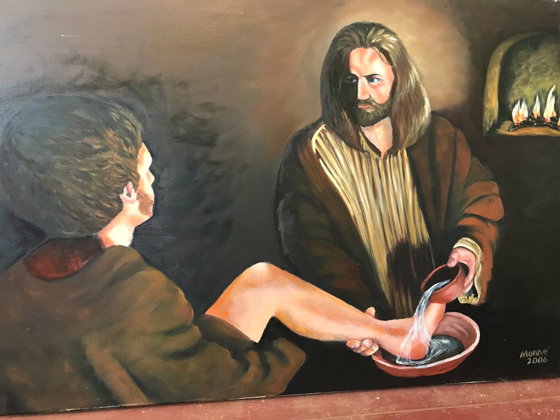 Original Oil Painting of Jesus as Servant,original Artwork of Jesus,oil ...