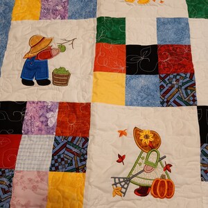 Embroidered Applique' Sun Bonnet Sue and Andy Large Baby Quilt,sun ...