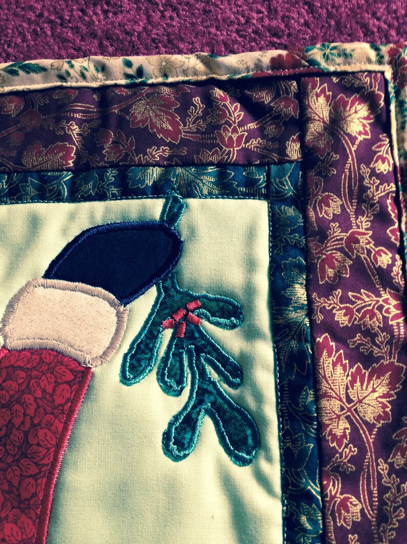 13 X 13 Inch Applique' Santa With Mistletoe Flag Wall - Etsy