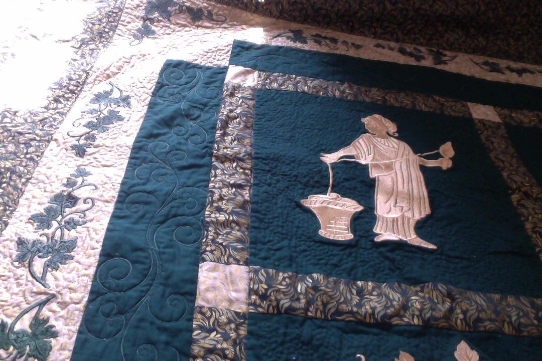 Elegant Handmade Full Size Gold and Green Quilt Grecian - Etsy