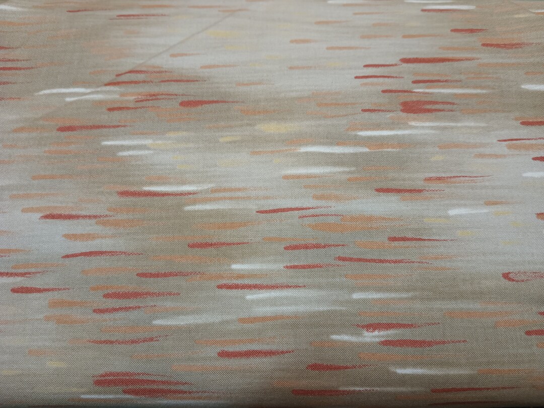 Pastel Light Sage Green Fabric With Rust,dull Light Orange and Cream ...