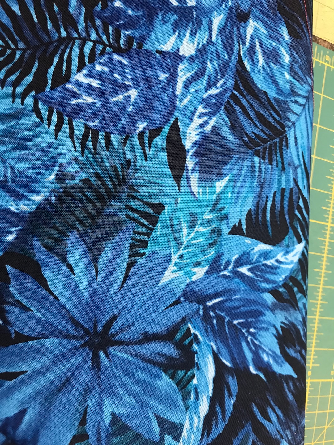 Blue Plant Design Fabric by the Yard, 100% Quilter's Cotton, Blue ...