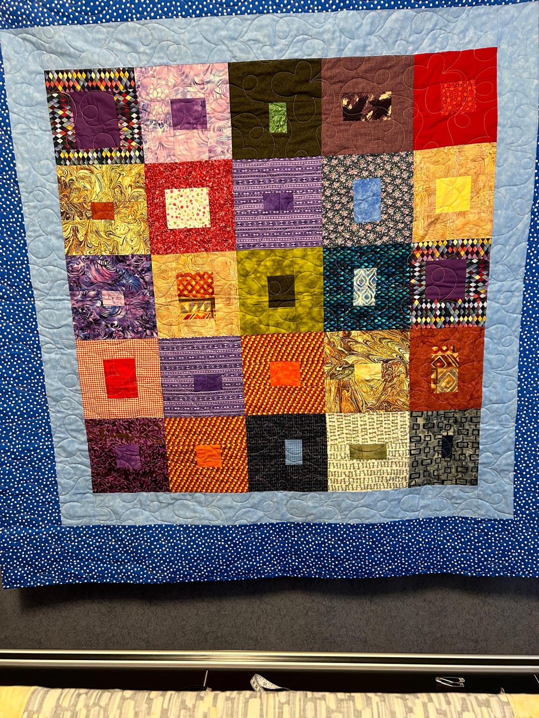 Square Within A Square Scrappy Throw Quilts/ 60X60 in Throw Quilt ...