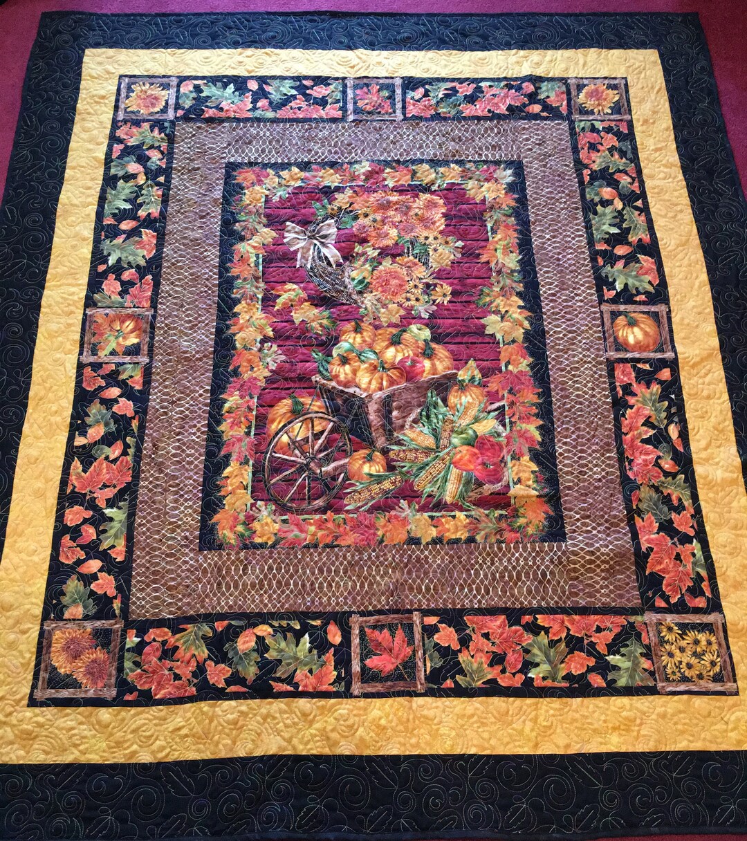 Cozy Fall Harvest Throw Lap Quilt/wall Hanging Art Quilt for Sale ...
