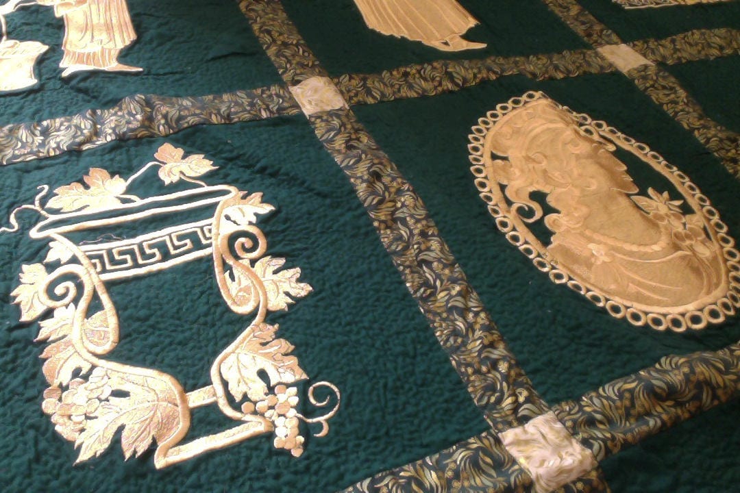 Elegant Handmade Full Size Gold and Green Quilt Grecian - Etsy