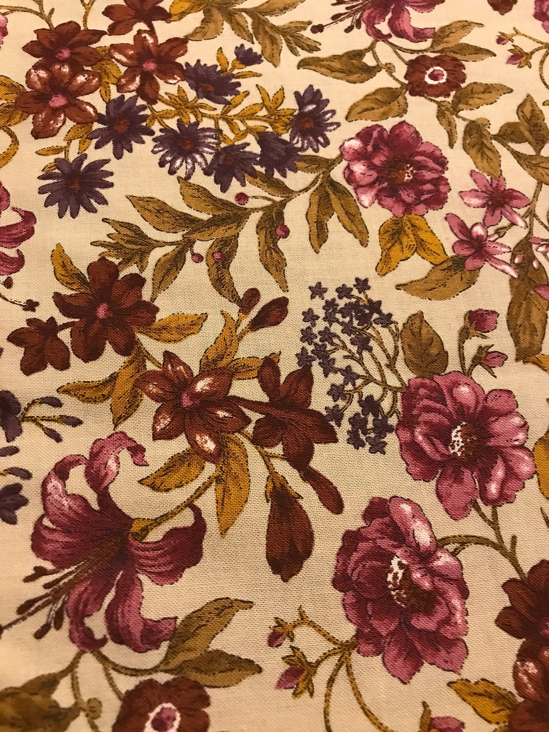 Beige Fabric With Burgundy Floral Print,beige Fabrics,brown Fabrics ...