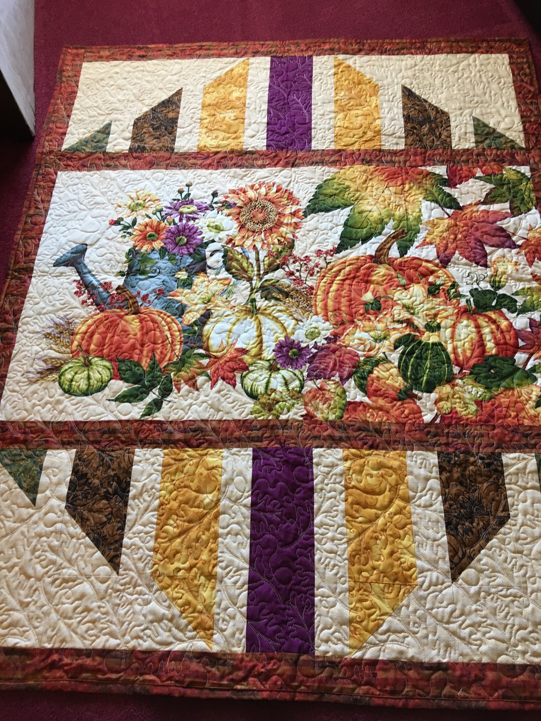 Fall Harvest Throw Quilt or Wall Hanging Earth Tone Colors 43x54 in ...