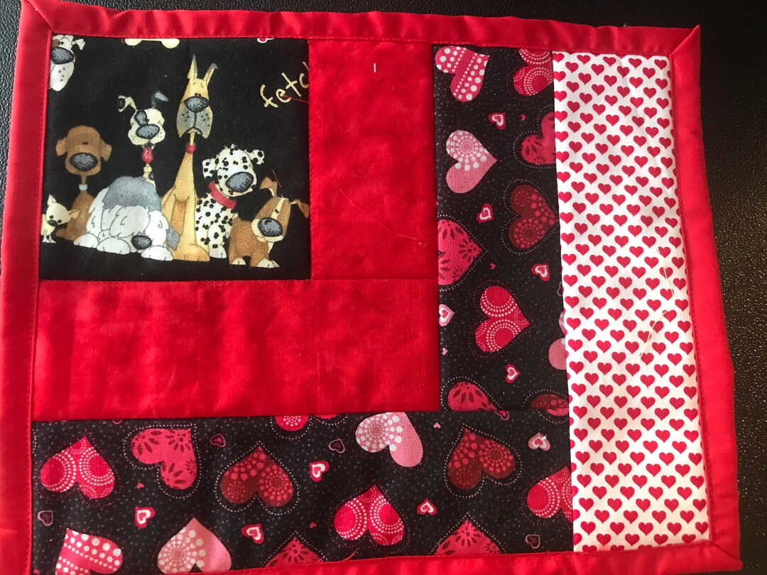 Set of 2 Dog Lover Mug Rugs, Mini Quilts for Coffee and Tea Drinkers ...