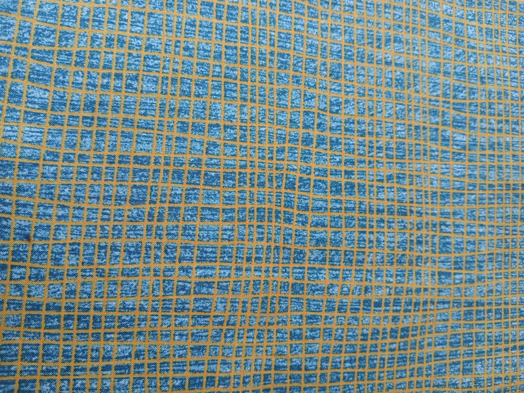 Bright Teal Blue Fabric With Gold & Grid Design,teal Fabric With ...
