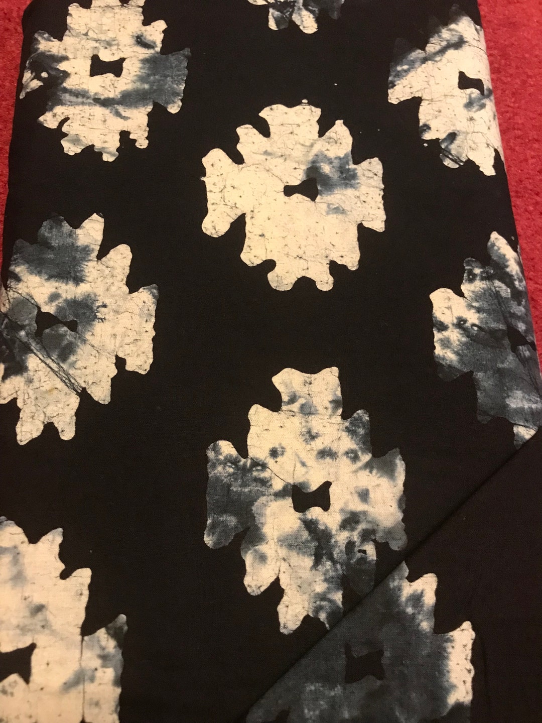 Black and Gray Batik Fabric With Abstract Design,by the Yard,batik ...