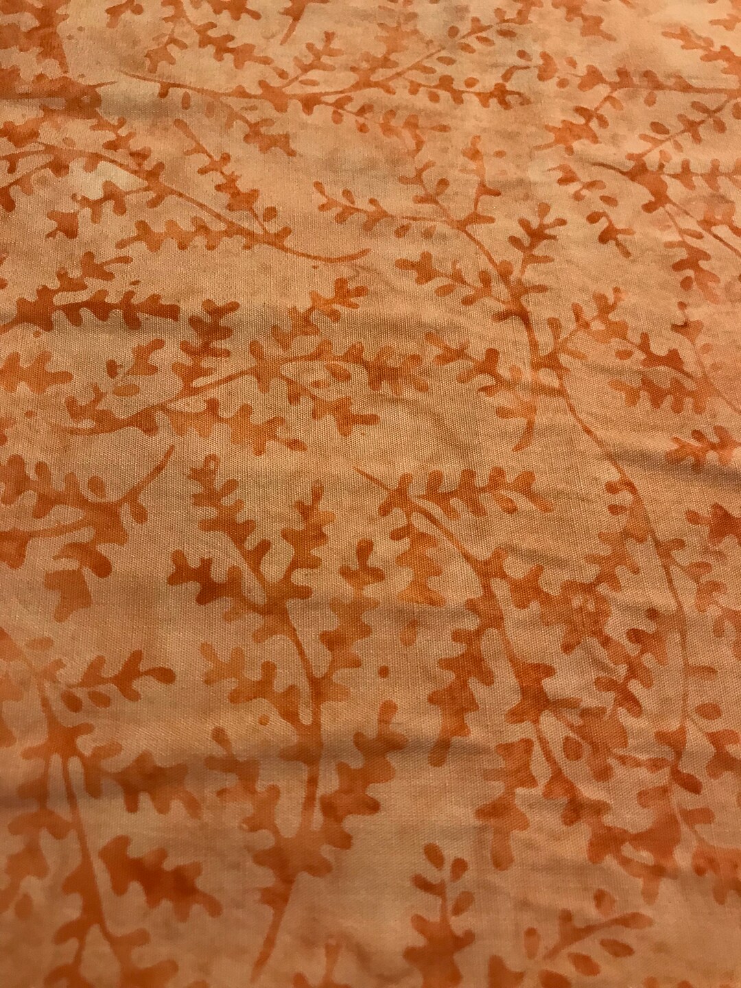 Pastel and Medium Orange Batik With Plant Design,fabric by the Yard ...