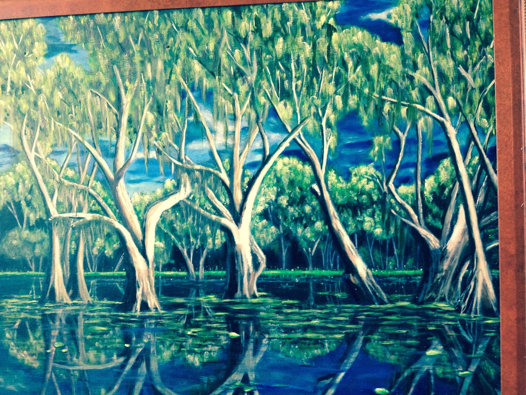 Bayou Painting/24 X 36 Inch Original Unframed Oil Painting/swamp ...