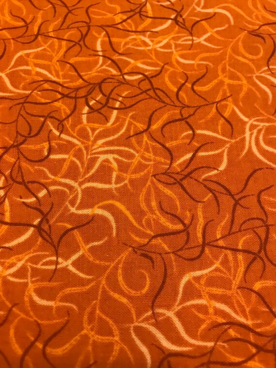 Multi Shades Burnt Orange Fabric With Abstract Designfall - Etsy