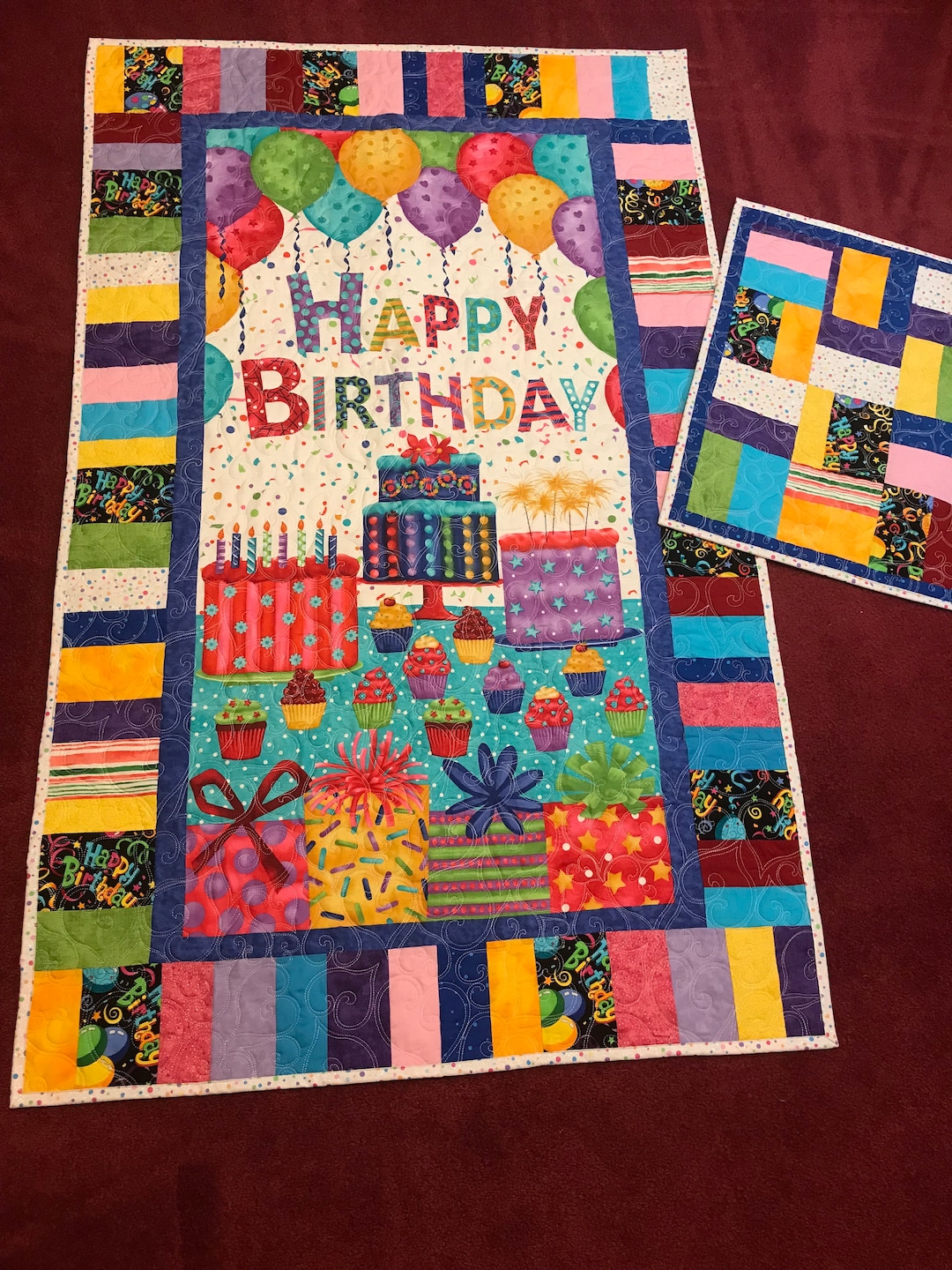 Birthday Quilt and Doll Quilt/quilted Birthday Wall Hanging/newborn ...