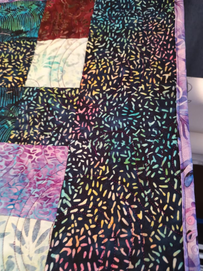 Turquoise Blue,maroon & Purple Batik Quilt//quilts, Bedding for Teens ...