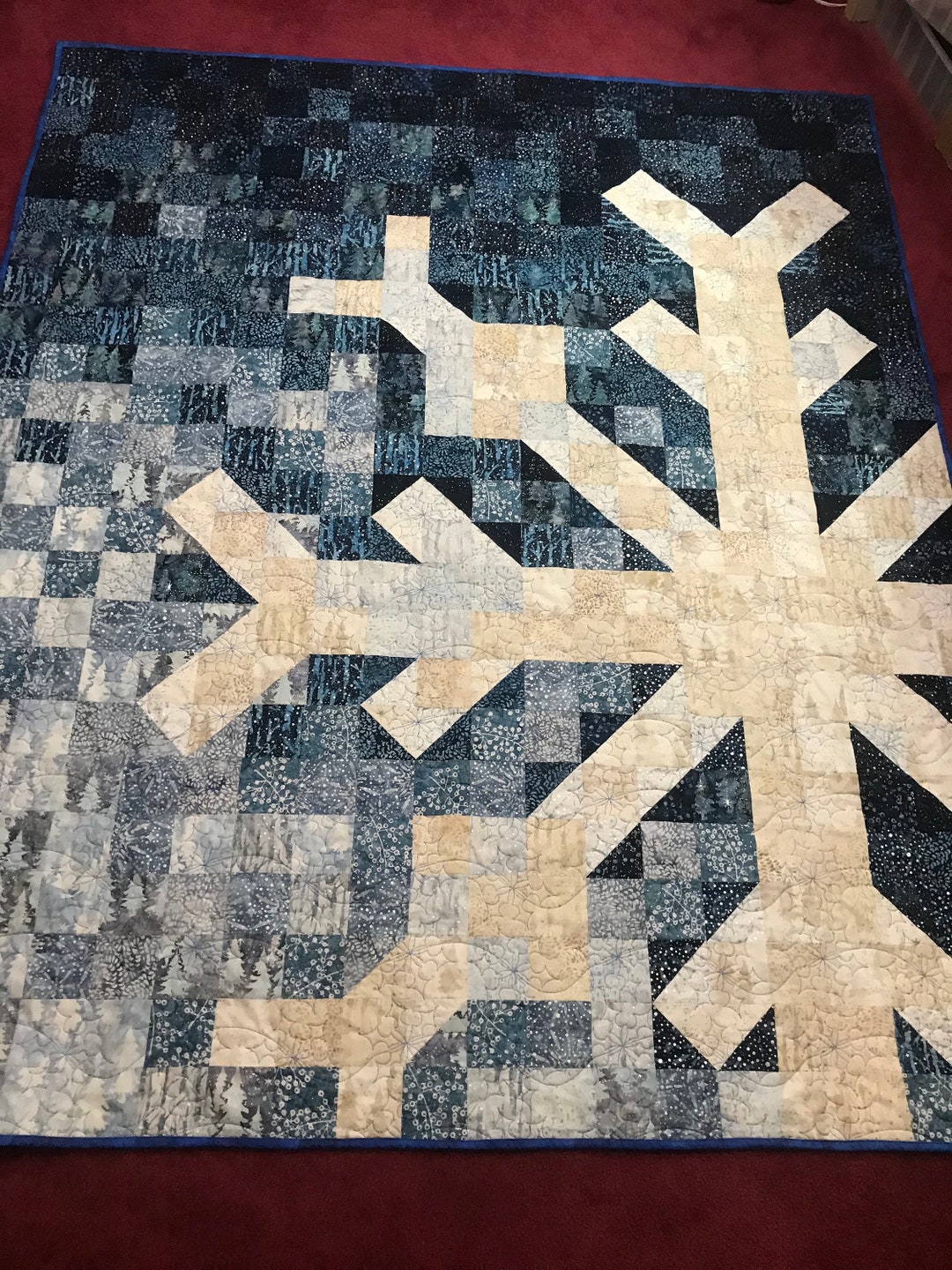 Custom Snowflake Throw Quilt,bedding,blanket,large,throw Panel Quilt ...