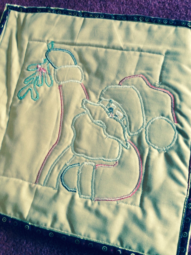 13 X 13 Inch Applique' Santa With Mistletoe Flag Wall - Etsy