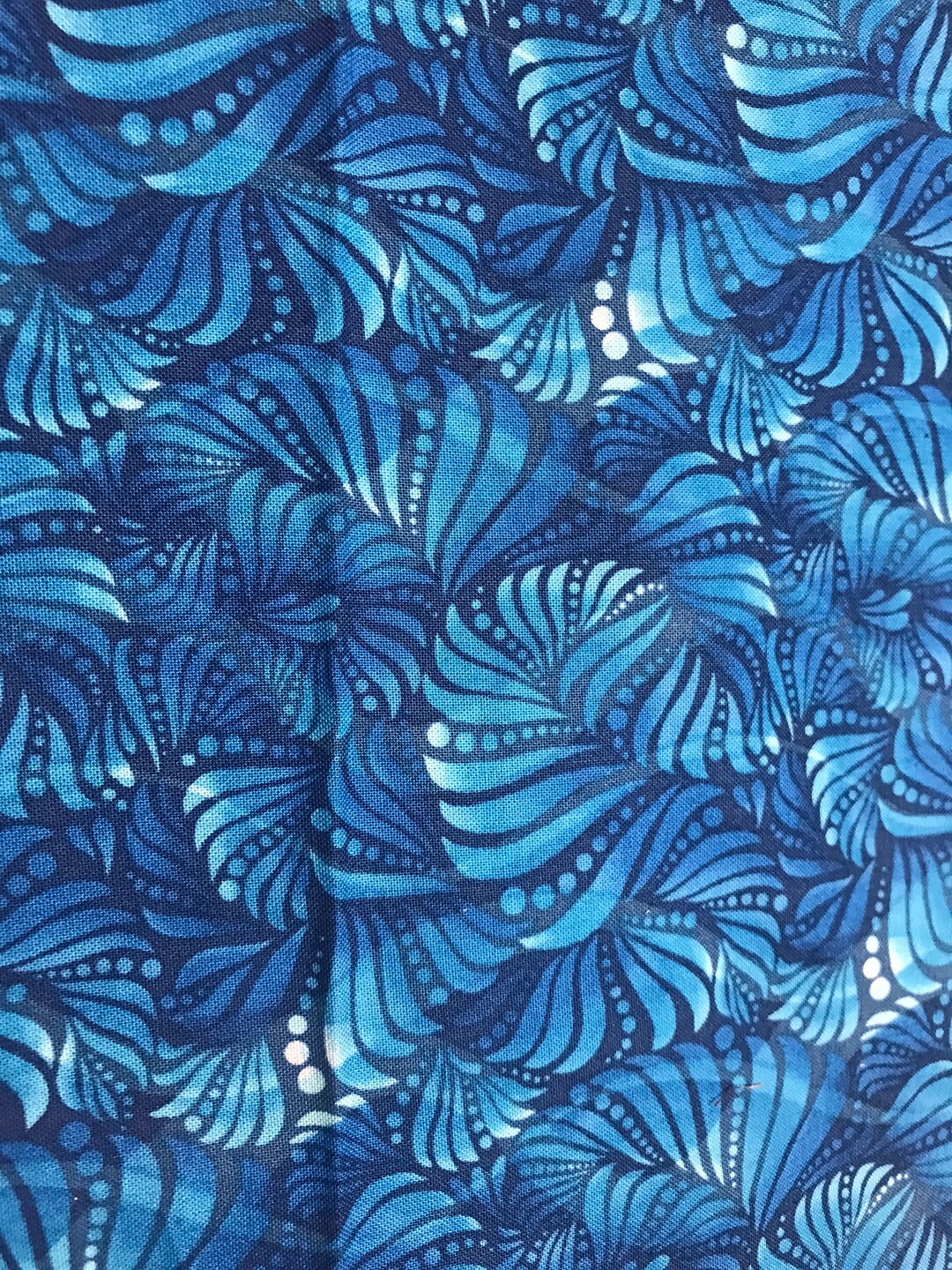Blue Swirl Design Fabric by the Yard, 100% Quilter's Cotton, Blue ...