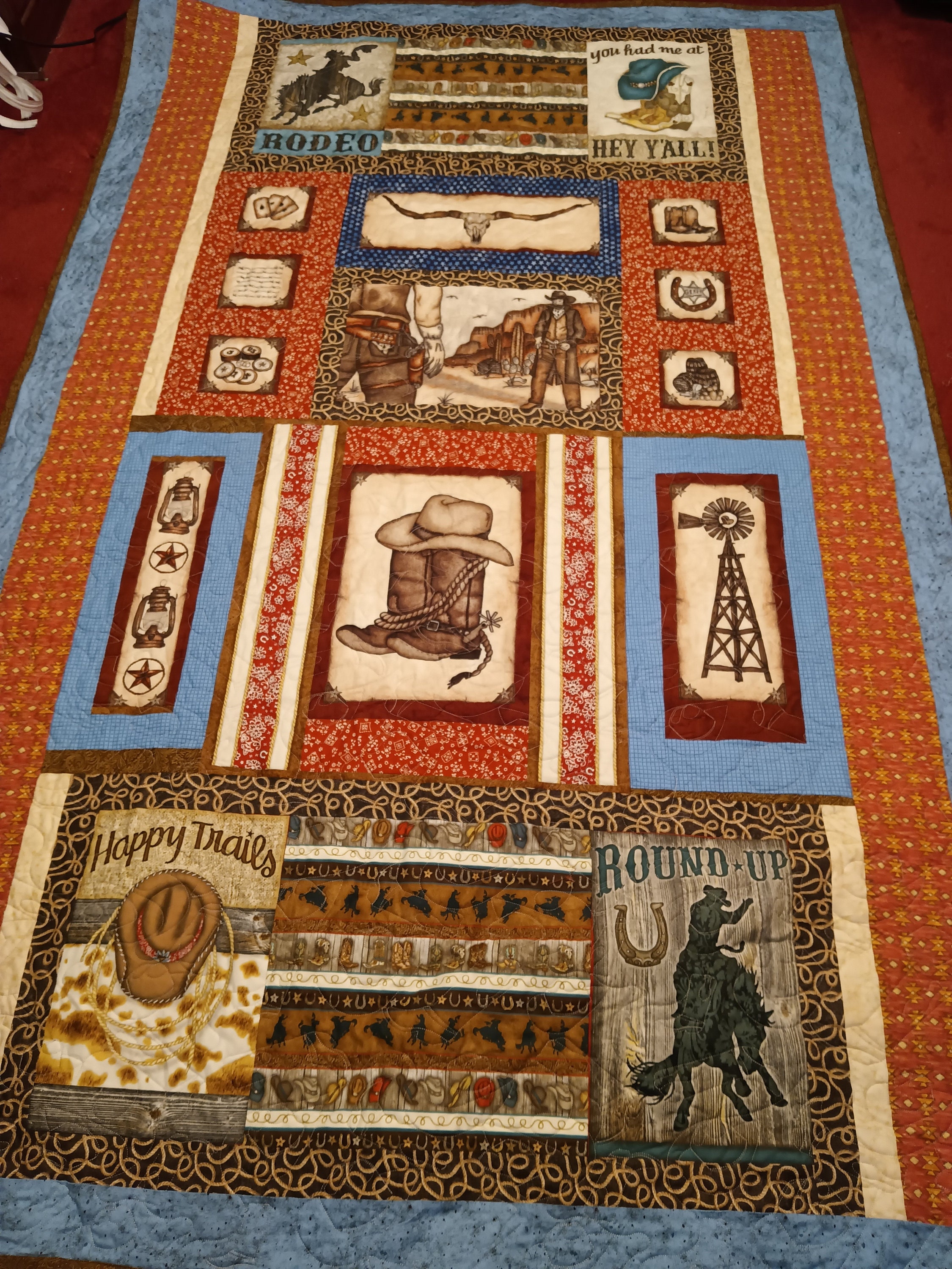 Twin Size Southwestern Cowboy Quilt,gambler Quilt,double-sided Quilts ...
