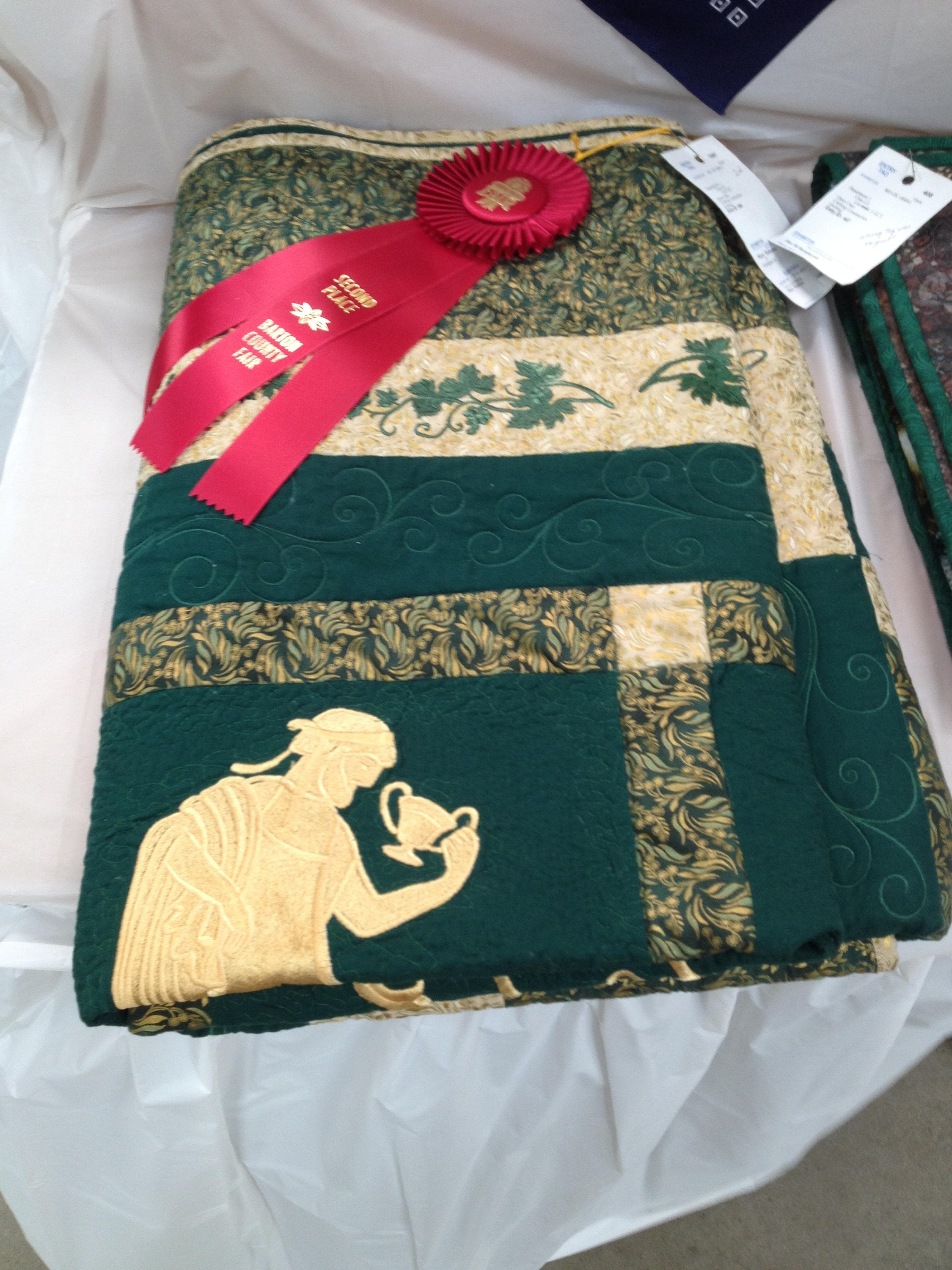 Elegant Handmade Full Size Gold and Green Quilt Grecian - Etsy