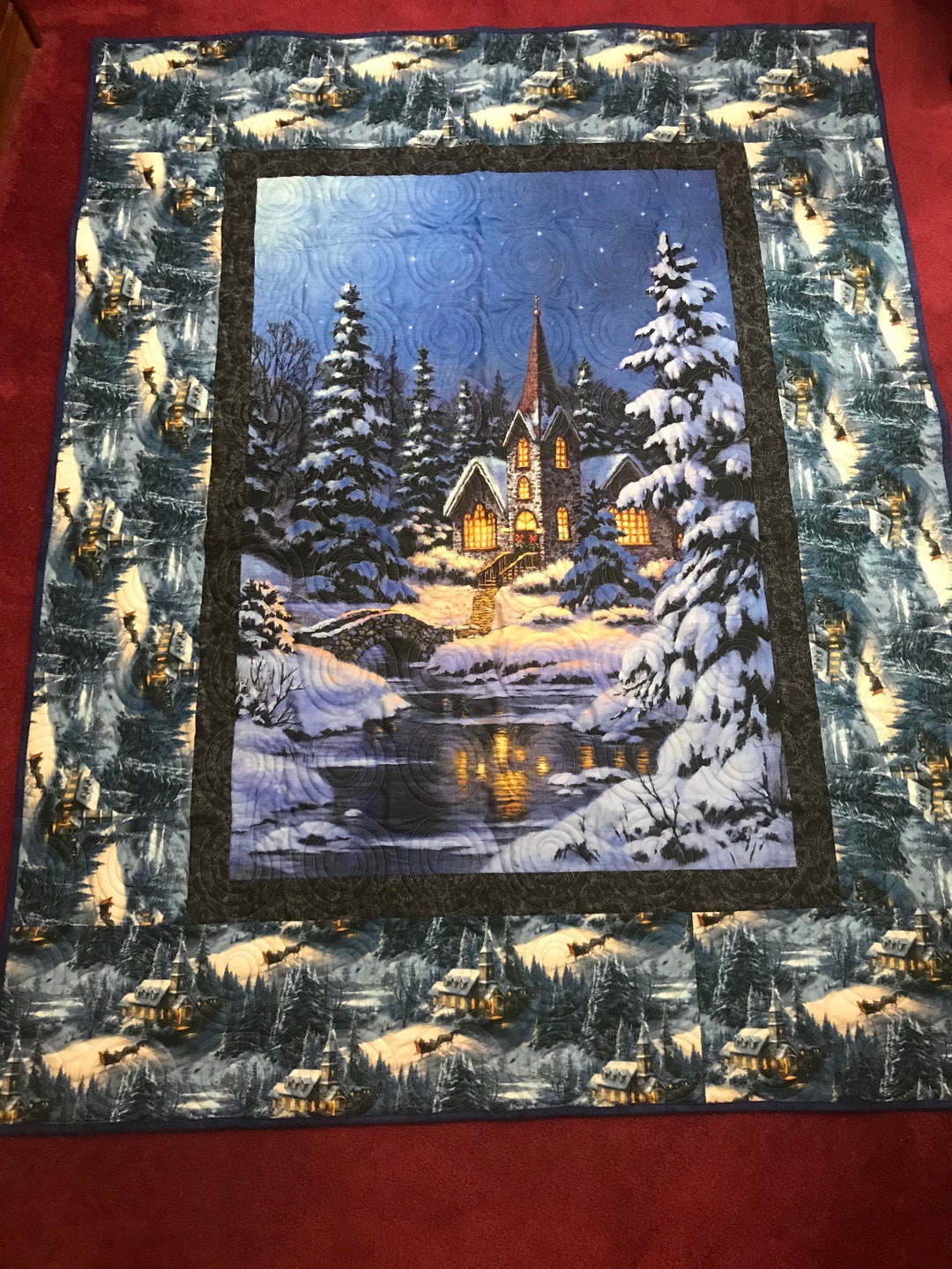 Winter Scene Throw Quilt/snow Scene Quilt/wall Art/fiber Art ...