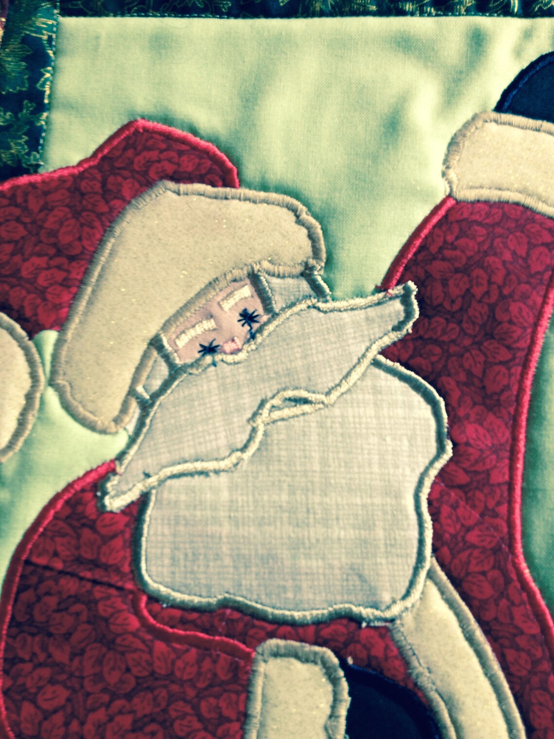 13 X 13 Inch Applique' Santa With Mistletoe Flag Wall - Etsy