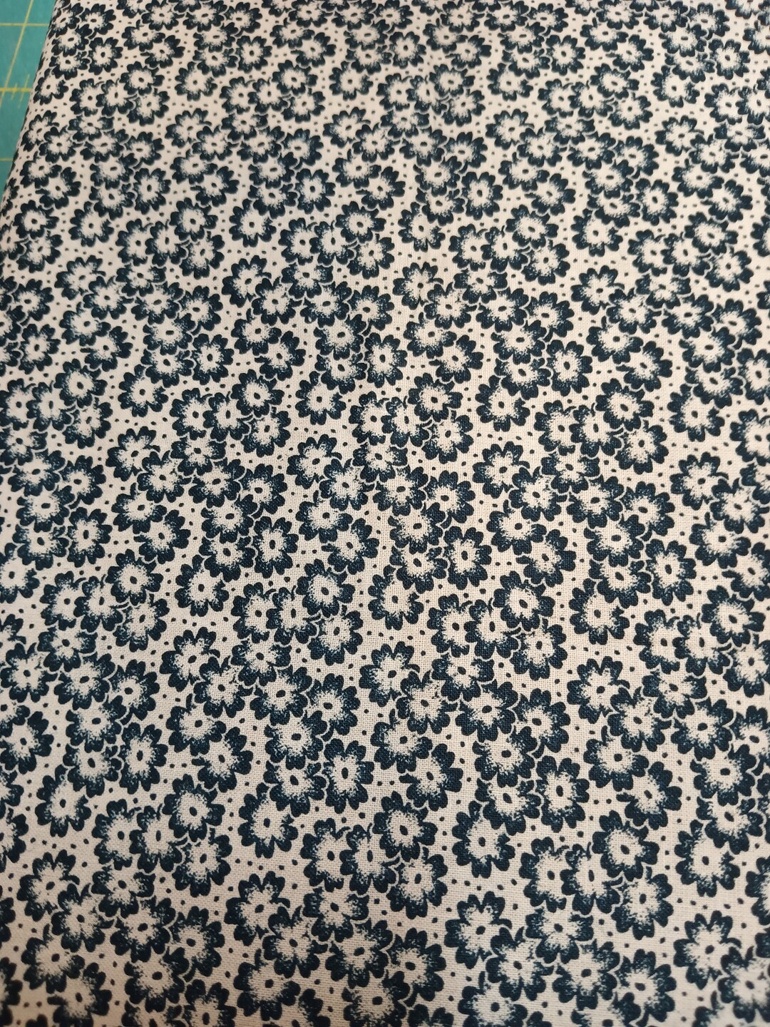 Navy Blue and Cream Floral Fabric by the Yard, 100% Quilter's Cotton ...