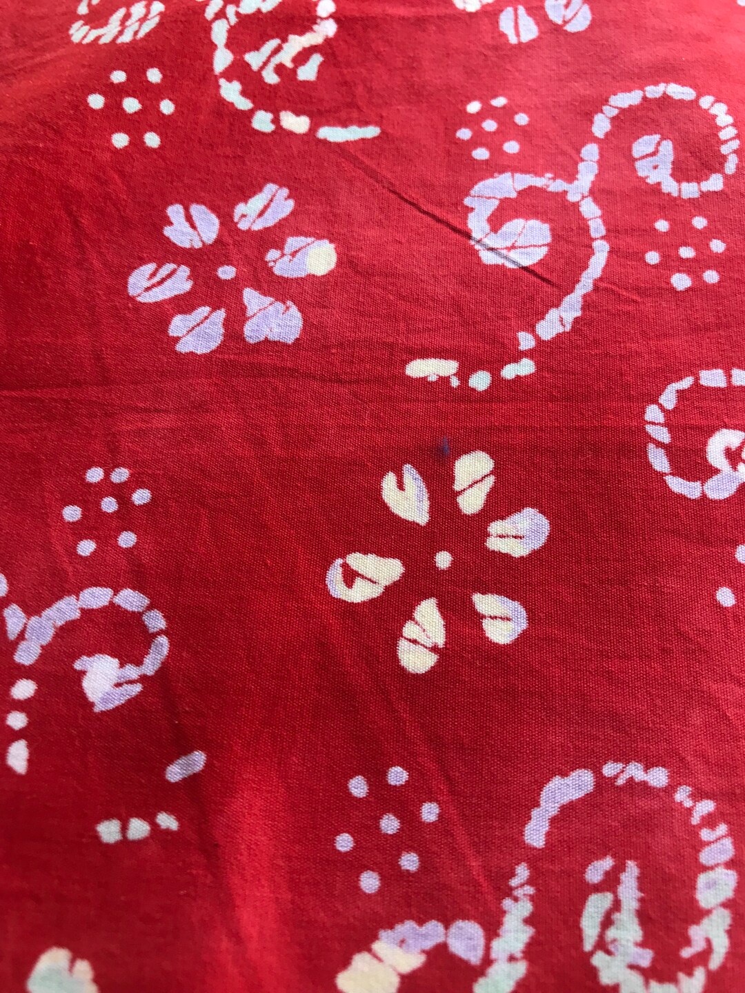 Red and White Batik Floral Fabric by the Yard,red Batik Fabric,red ...