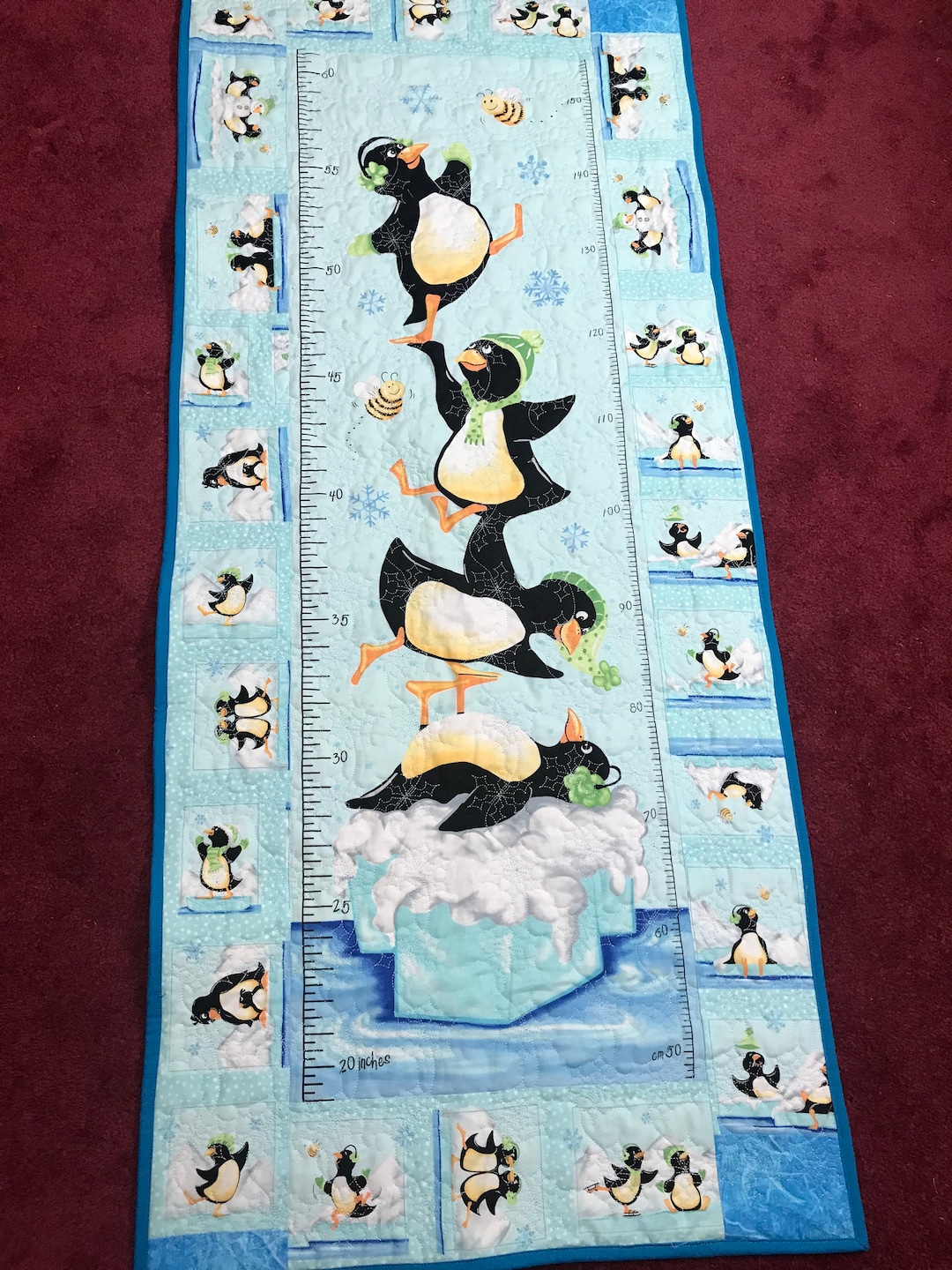 Penguin Growth Chart Quilt/personalized Boy's or Girl's Room Decor ...