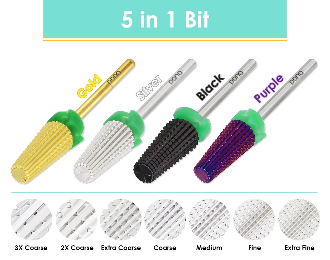 PANA 3/32 Shank 5-in-1 Two-way Nail Carbide Bit for E-file Nail Drill ...