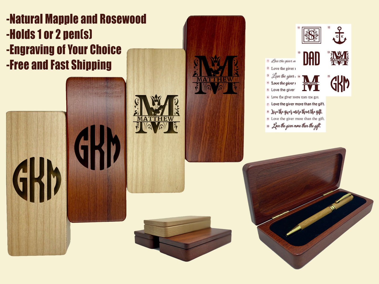 Personalized Pen Case Rosewood Pen Box Natural Wood Pen Set - Etsy