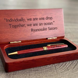 Engraved Wooden Pen Set Monogramed Pen Case Rosewood Pen Box Pen ...