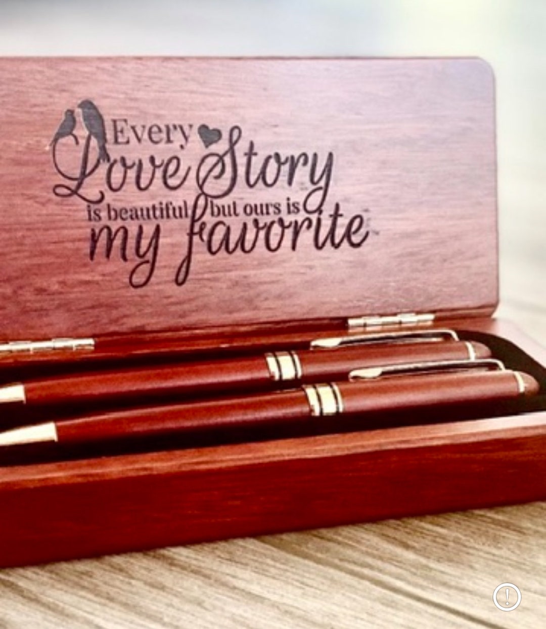 Engraved Wooden Pen Set Monogramed Pen Case Valentine Pen Box Pen ...