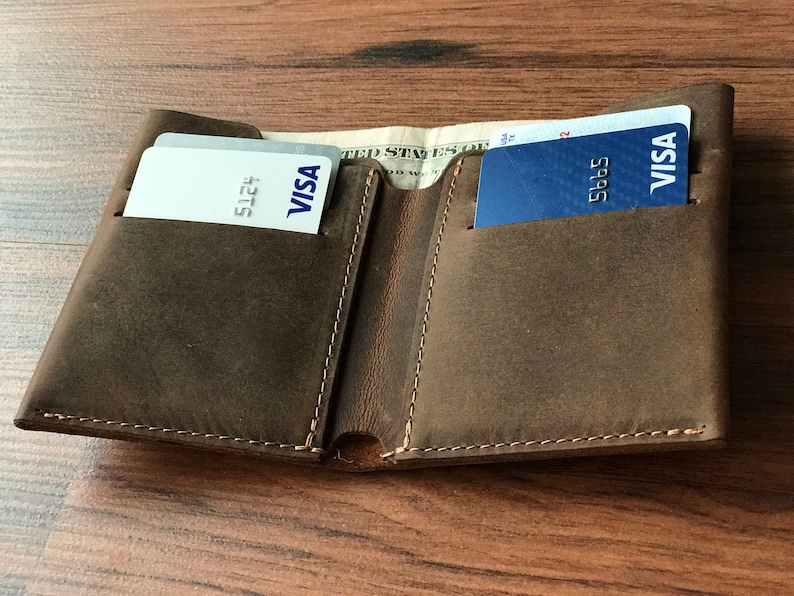 Personalized Bifold Leather Wallet Unisex Wallet Minimalist - Etsy