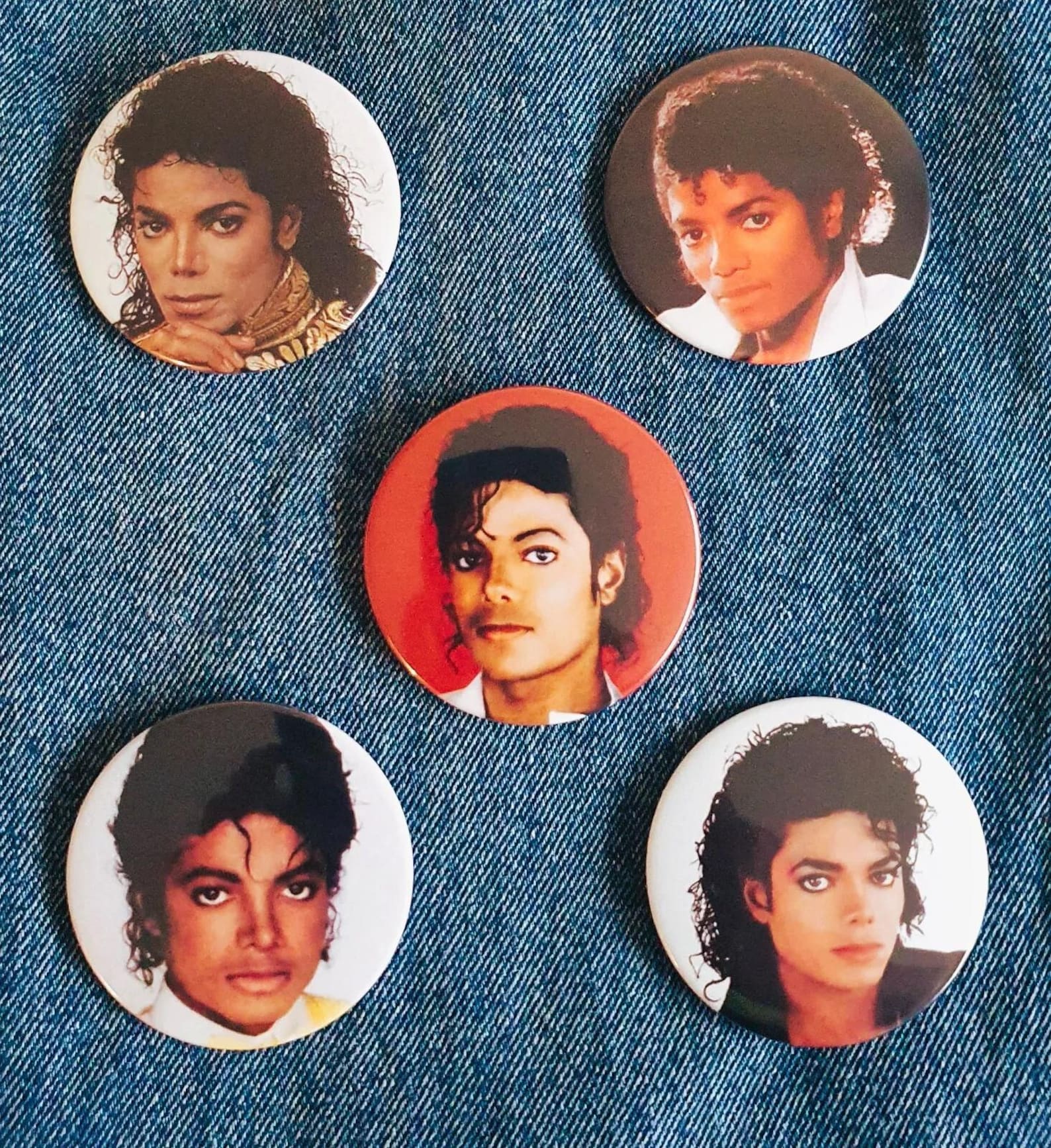 MICHAEL JACKSON MJ Badge Button Set 57mm 2 1/4 Pin Pinback Purple Rain ...