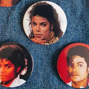MICHAEL JACKSON MJ Badge Button Set 57mm 2 1/4" Pin Pinback Purple Rain ...