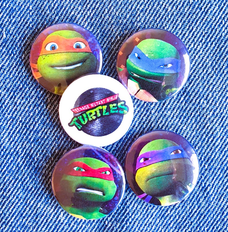 TEENAGE MUTANT Ninja Turtles Badge Button Set 25mm 1" Pins Pinback 80s ...