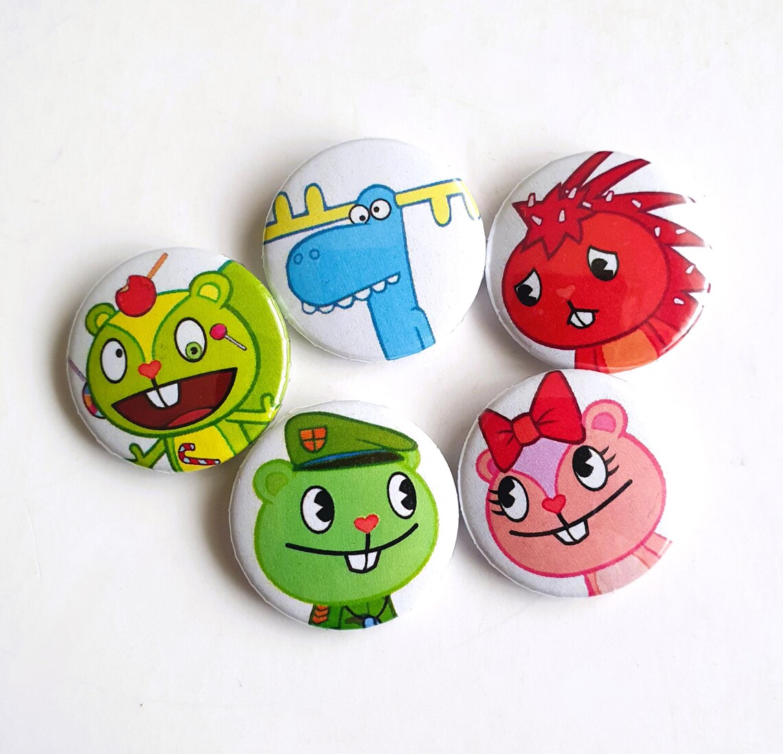 HAPPY TREE FRIENDS Badge Button Set of 5 25mm 1" Pins Pinback Lumpy ...