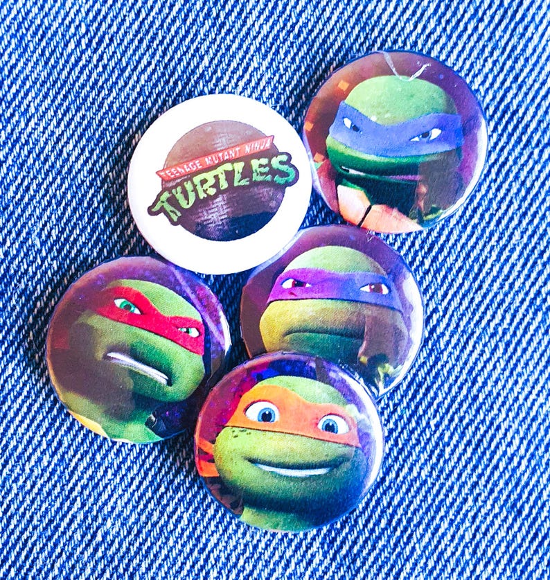 TEENAGE MUTANT Ninja Turtles Badge Button Set 25mm 1" Pins Pinback 80s ...